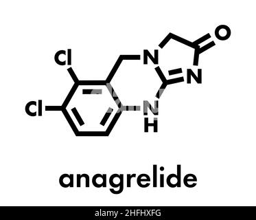 Anagrelide essential thrombocytosis drug molecule. Skeletal formula ...