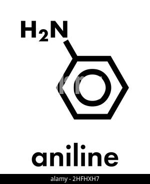 Aniline (phenylamine, aminobenzene) molecule. Skeletal formula Stock ...