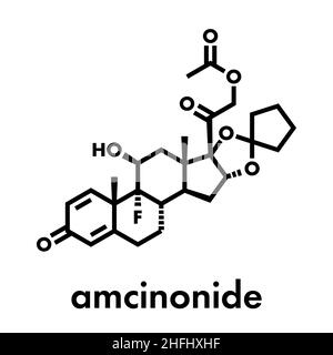 Amcinonide topical corticosteroid drug molecule. Skeletal formula Stock ...