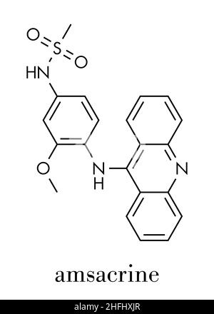 Amsacrine cancer drug molecule (DNA intercalating agent). Skeletal ...