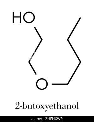 2-butoxyethanol molecule. Used as solvent and surfactant. Skeletal ...