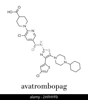 Avatrombopag thrombocytopenia drug molecule. Skeletal formula Stock ...