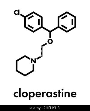 Cloperastine cough suppressant drug molecule. Skeletal formula Stock ...