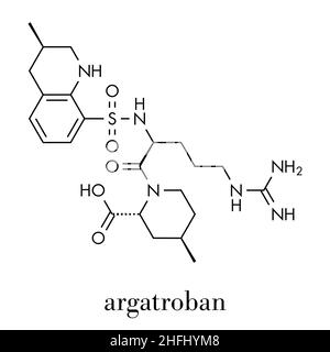 Argatroban anticoagulant drug molecule (direct thrombin inhibitor ...