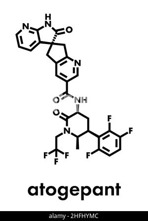 Atogepant migraine drug molecule (CGRP inhibitor). Skeletal formula ...