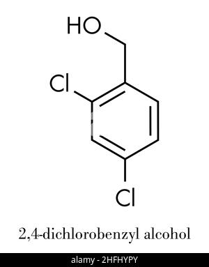 2,4-dichlorobenzyl alcohol antiseptic drug molecule. Used in lozenges ...