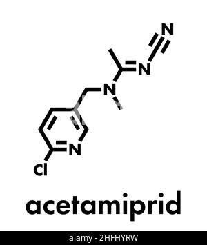 Acetamiprid insecticide molecule (neonicotinoid class). Stylized ...