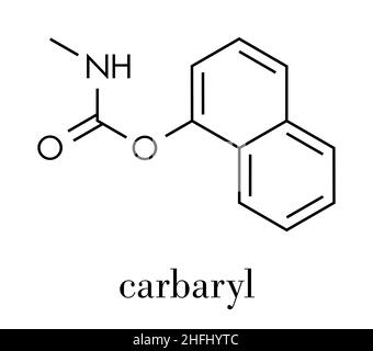 Carbaryl (carbaril) insecticide molecule (carbamate class). Skeletal ...