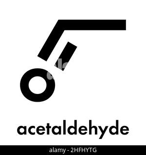 Acetaldehyde (ethanal) molecule, chemical structure. Acetaldehyde is a ...