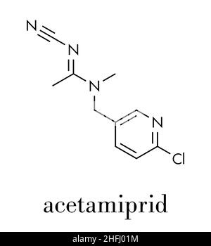 Acetamiprid insecticide molecule (neonicotinoid class). Stylized ...
