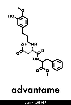 Advantame (E969) sugar substitute molecule. Stylized skeletal formula ...