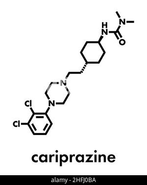 Cariprazine antipsychotic drug molecule. Skeletal formula Stock Vector ...