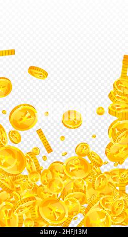 Chinese yuan coins falling. Positive scattered CNY coins. China money ...