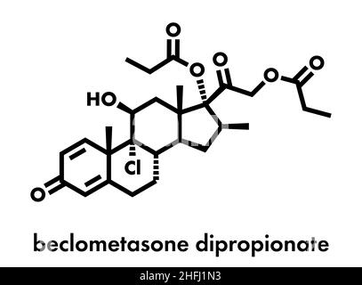 Beclometasone dipropionate glucocorticoid drug molecule. Prodrug of ...