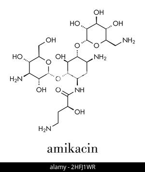 Amikacin aminoglycoside antibiotic molecule. Mostly used as last-resort ...
