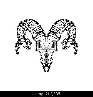 Goat skull pixel art. pixelated Goat head skeleton. 8 bit Vector ...