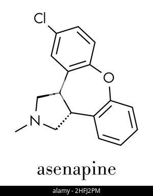 Asenapine antipsychotic drug molecule. Skeletal formula Stock Vector ...