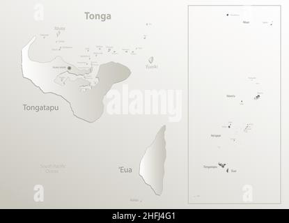 Tonga map, administrative divisions, islands with names vector Stock ...