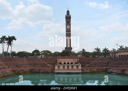 Ghanta Ghar Talab or Pond with red stoned stairs constructed by Nawab ...