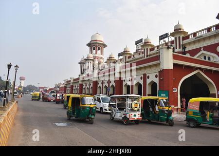 26 December 2021, Lucknow, Uttar Pradesh, India. Charbagh Railway ...