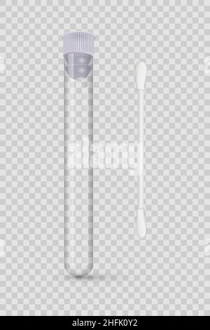 Coronavirus swab in test tube line icon. Blank test sample for Covid 19 ...