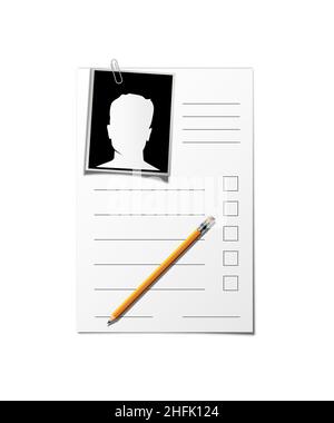 Flat resume and pencil for cover design, vector illustration Stock ...