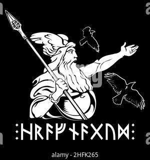 Viking, design. Vintage pattern and the name of the Old Norse god Vidar ...
