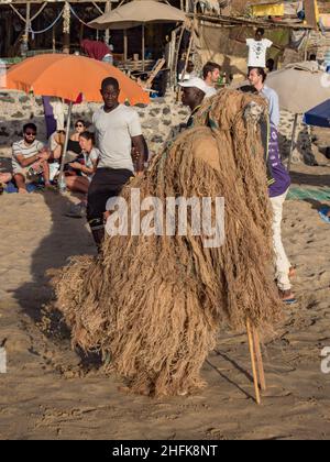 Dakar, Senegal - Feb, 2019: The Kumpo dance on the beach in Dakar. The ...