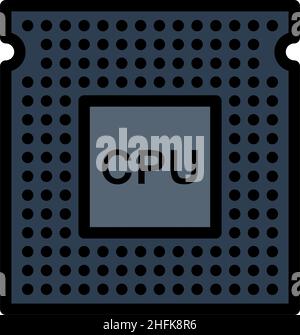 CPU Icon. Editable Bold Outline With Color Fill Design. Vector ...