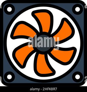 CPU Fan Icon. Editable Bold Outline With Color Fill Design. Vector ...