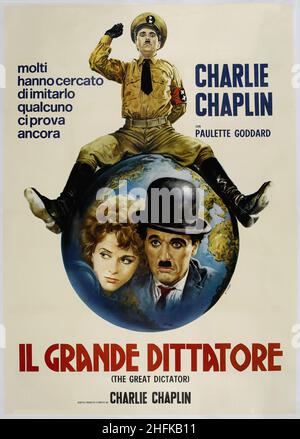 THE GREAT DICTATOR Poster for 1940 United Artists film with Charlie ...