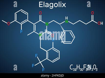 Elagolix drug molecule. It is gonadotropin-releasing hormone ...