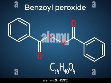 Benzoyl peroxide (BPO) molecule. Structural chemical formula and ...
