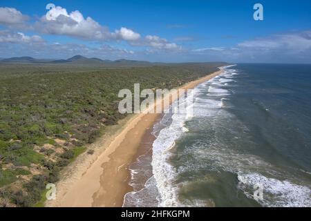 Aerial of the coastline at Wreck Rock Deepwater National Park ...