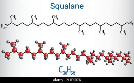 Squalane molecule. It is used in cosmetics as emollient and moisturizer ...