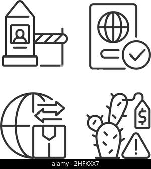 Borders control measures linear icons set for dark and light mode Stock ...