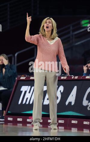 Washington head coach Tina Langley speaks during Pac-12 Conference NCAA ...