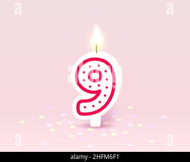 Happy Birthday nine 9 year, fun design with number, text label and ...
