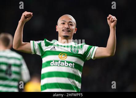 Celtic's Daizen Maeda celebrates scoring their side's first goal of the ...