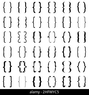 Curly braces. Parenthesis school signs print brackets vector symbols ...