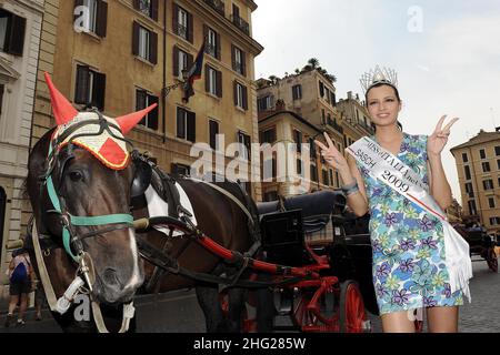 Diana Curmei, Miss Italy 2009 in the Trevi Fountain in Rome, Italy ...