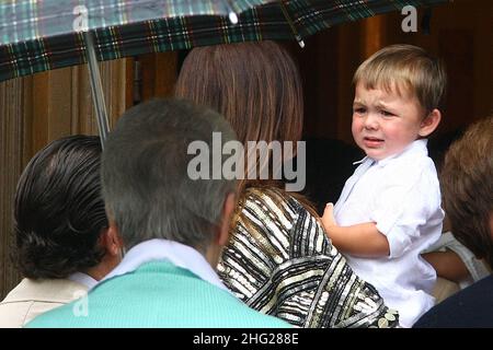 Italian footballer Gigi Buffon and his family attending the wedding of ...
