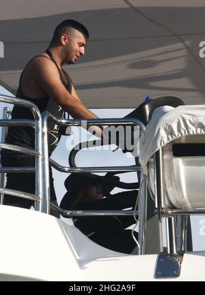 Madonna and boyfriend Jesus are seen relaxing in the Paraggi Sea, near ...