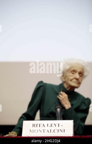 Nobel Prize winner Rita Levi-Montalcini with students at Turin's ...