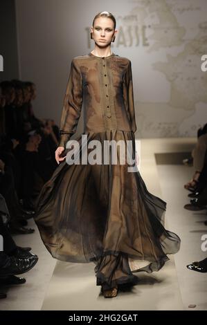 Models in the Alviero Martini show during Milan Fashion Week in Italy ...