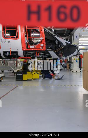 Airbus Helicopters workers seen on the assembly line of the new H160 ...