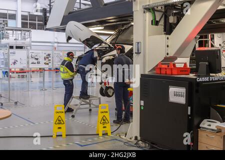 Airbus Helicopters workers seen on the assembly line of the new H160 ...