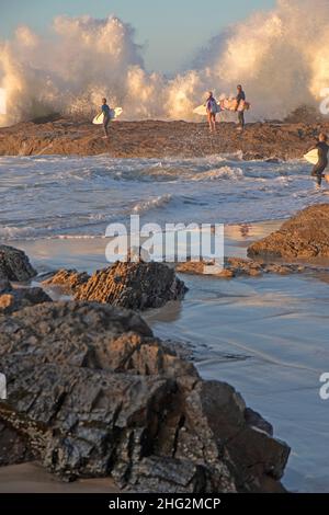 Surfers at Snapper Rocks, Coolangatta Stock Photo - Alamy