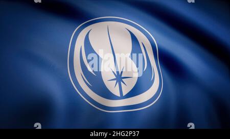 The animation of the flag of the Jedi Order Symbol. The star Wars theme ...