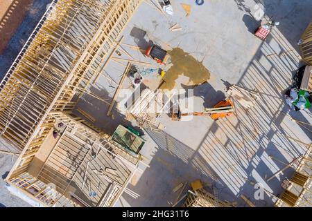 Under construction home framing interior view of a house Stock Photo ...